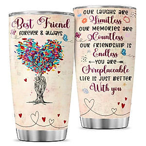 JENOIS Tumbler 20 Oz With Lid And Straw, Best Friend Friendship, Holiday and Christmas Gifts, For Women Tumblers