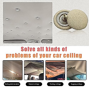 Kewucn 60 PCS Car Roof Headliner Repair Kit, Vehicle Roof Snap Rivets Retainer with Installation Tool, Auto Interior Ceiling Cloth Fixing Repair Button, Suitable for Most Cars (Beige Flannelette)