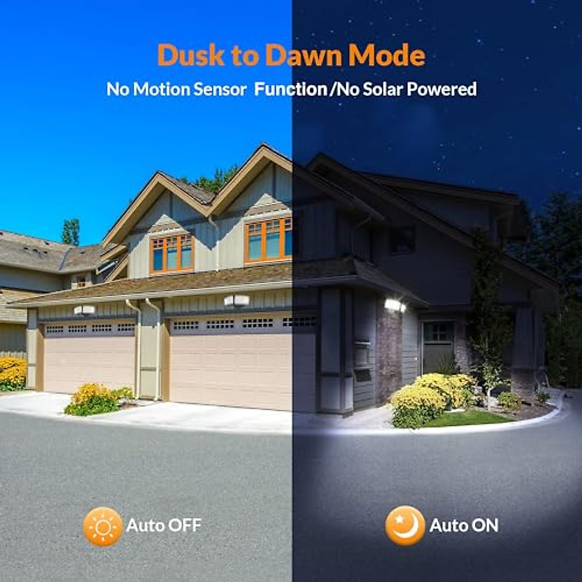 LEPOWER 2 Pack LED Security Light Dusk to Dawn Outdoor Flood Light Fixture with 2 Adjustable Heads, 3000LM/28W, 5500K, IP65 Waterproof Exterior Flood Lights for Garage, Backyard (Black)