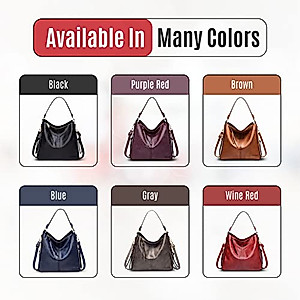 Ladies Designer Hand Bag Shoulder Tote Zipper Purse Colombian PU Leather Satchel Crossbody Bag, Hobo Bags for Women (Black)