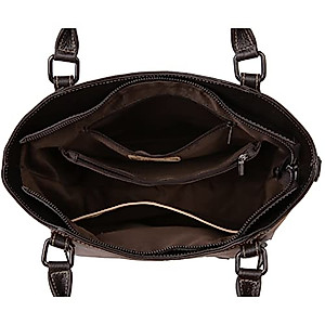 Iswee Retro Leather Stachel Handbags Top Handle Bags Tote Bag Designer Shoulder Bag Crossbody Bags for Women (Dark Brown)