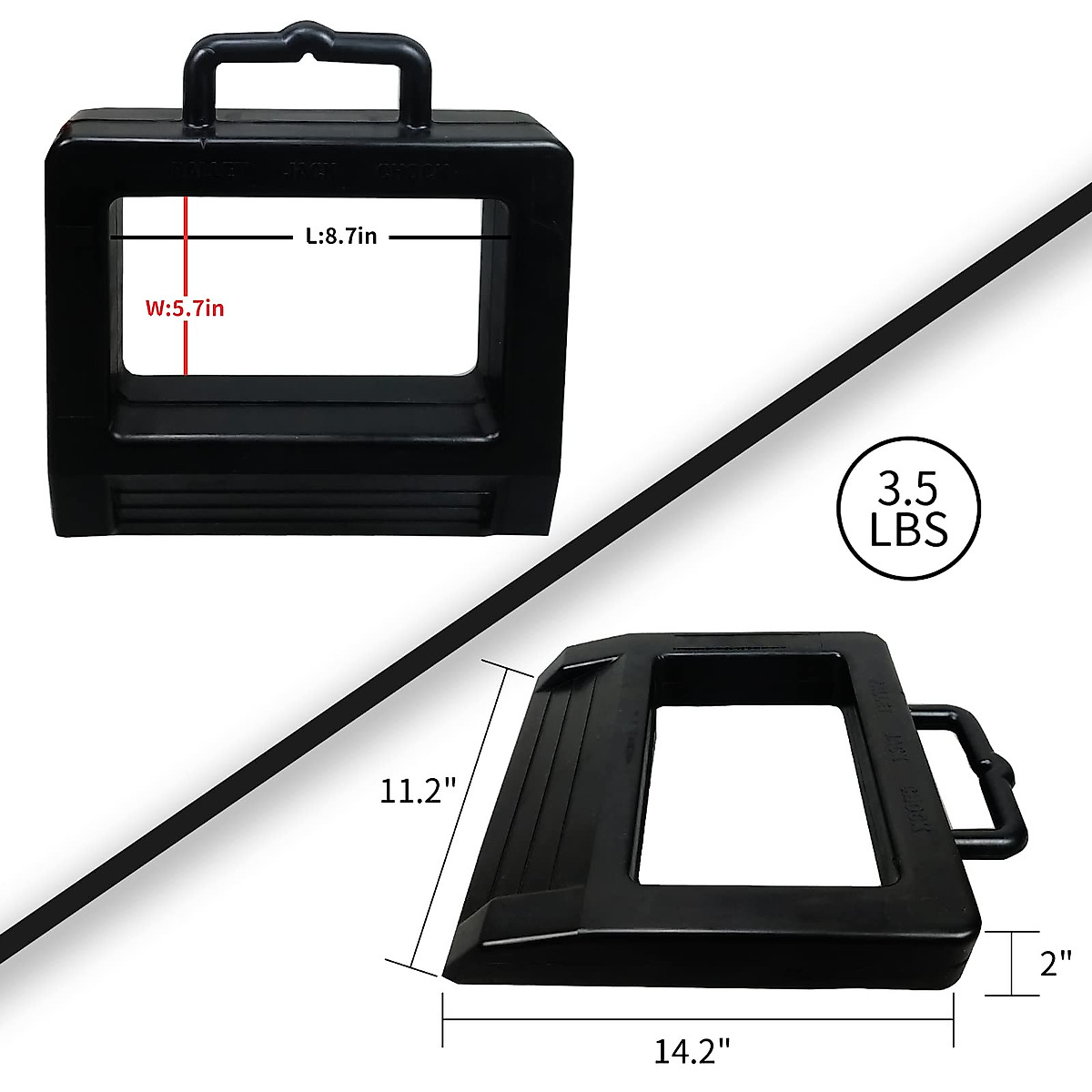 ROBLOCK Rubber Pallet Jack Chock Heavy Duty Wheel Chock, Pallet Jack Stopper for Truck 14.2" Length x 11.2" Width x 2" Height (1 Pack, Black)