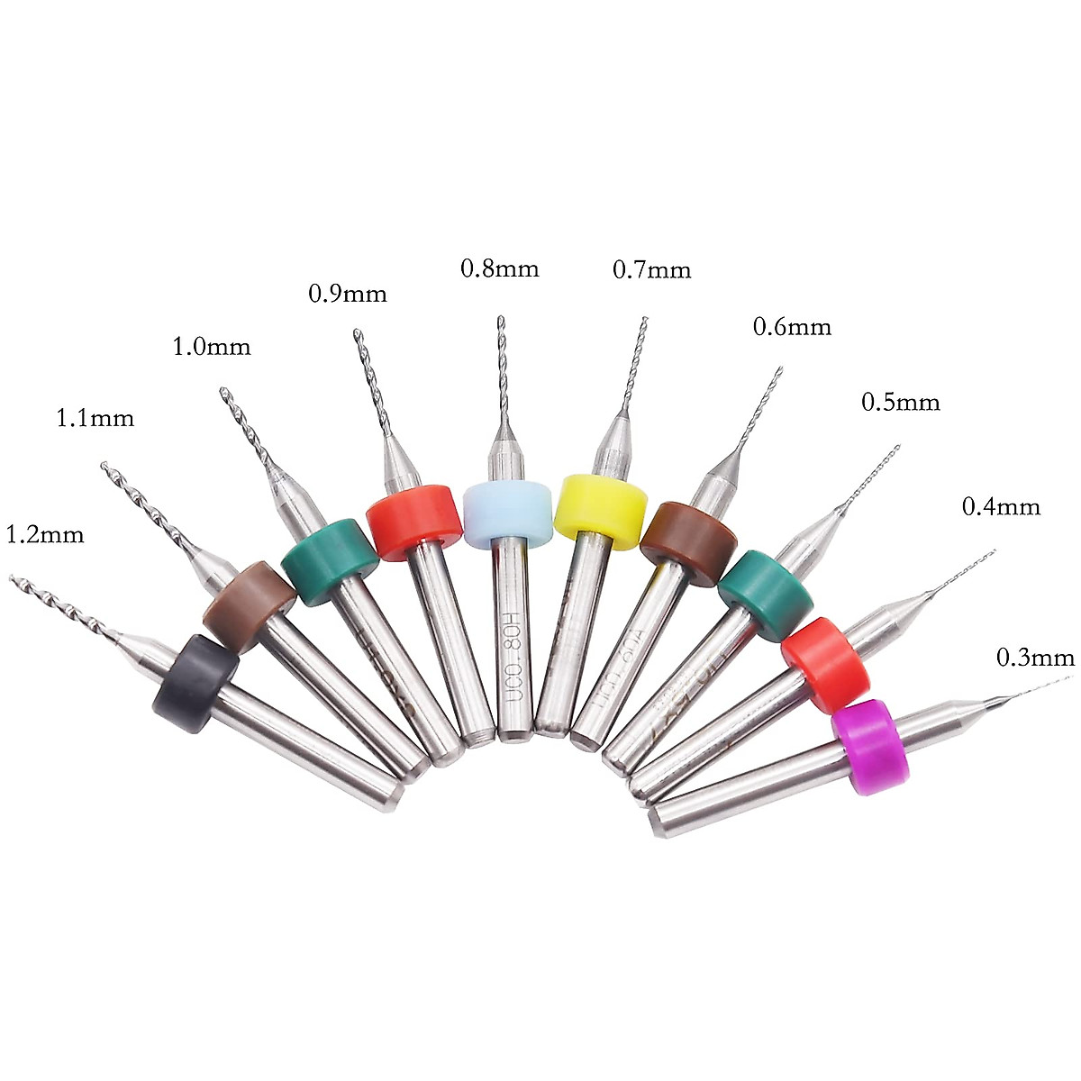 Sunxeke 50pcs PCB Drill Bits Set Dremel Drill Bits Spiral Flute Carbide 0.3mm-1.2mm for PCB Circuit Board Stone Dremel Jewelry Making etc.