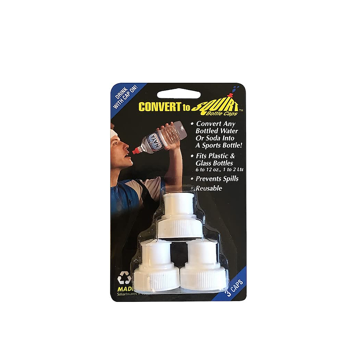 ConvertToSquirt Bottle Caps, Push Pull Water bottle Caps, 3 Pack