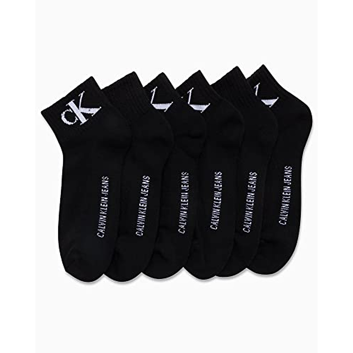 Calvin Klein Men's High Quarter Socks - 6 Pack Breathable Soft Cushioned Mini Crew Athletic Socks for Men (Shoe Size: 6-12.5), Size 7-12, Black