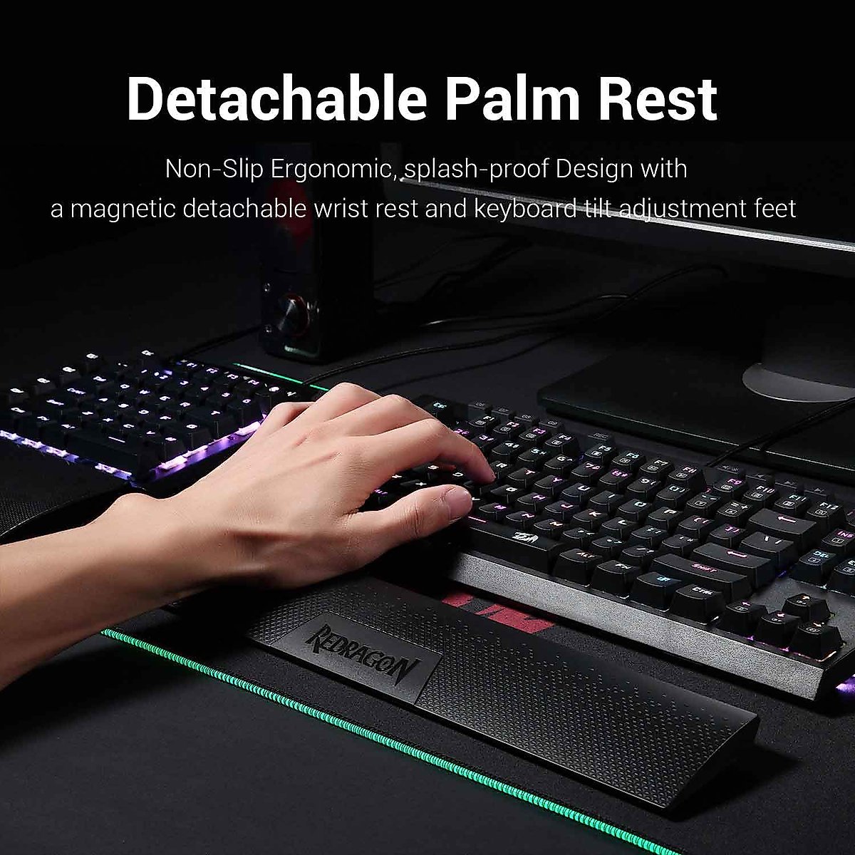 Redragon K588 RGB Backlit Mechanical Gaming Keyboard with Programmable Keys Macro Recording Optical Blue Switches Tenkeyless with Detachable Palm Rest & USB-C USB for Windows PC