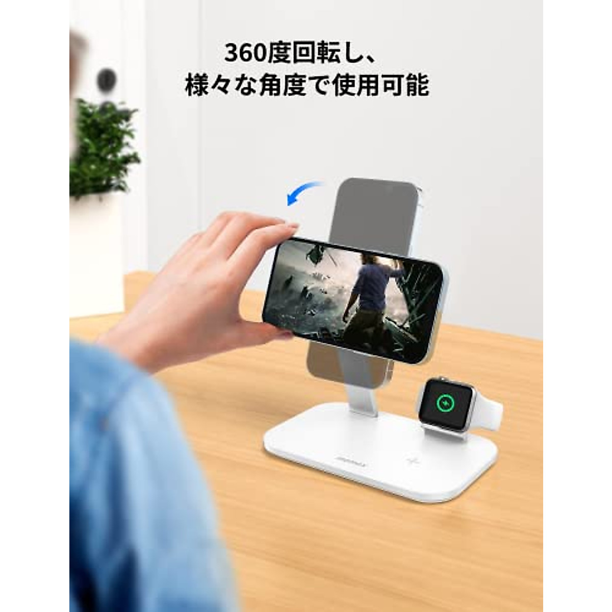 MOMAX Magnetic Wireless Charging Station，25W 3 in 1 Wireless Charger Stand Fast Charging Station only for iPhone 14/14Pro/13/13Pro/12 Series, AirPods Pro, Apple Watch 1-6 Series (No AC Adapter)