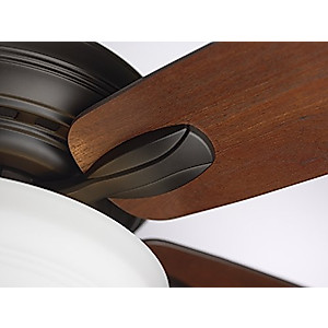 Ashland LED Ceiling Fan with Light Kit | 52 Inch Fixture with 5 Blades, Removable Glass Shade, and Pull Chain | Low Profile Hugger with Dual Mount Design and Downrod, Oil Rubbed Bronze