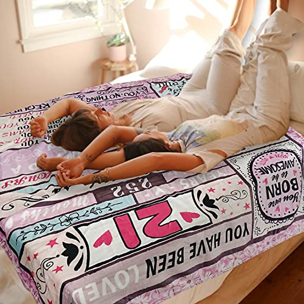 21st Birthday Gifts for Her, Best Birthday Gifts for 21 Year Old Female, Daughter, Women, Girl - 21st Birthday Gift Ideas, Happy 21st Birthday Decorations for Her Women, 21st Birthday Blanket 50x60