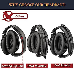 SOULWIT Replacement Headband Pad Kit for Bose QuietComfort 15(QC15)/QuietComfort 2(QC 2) Headphones, Easy DIY Installation - Black