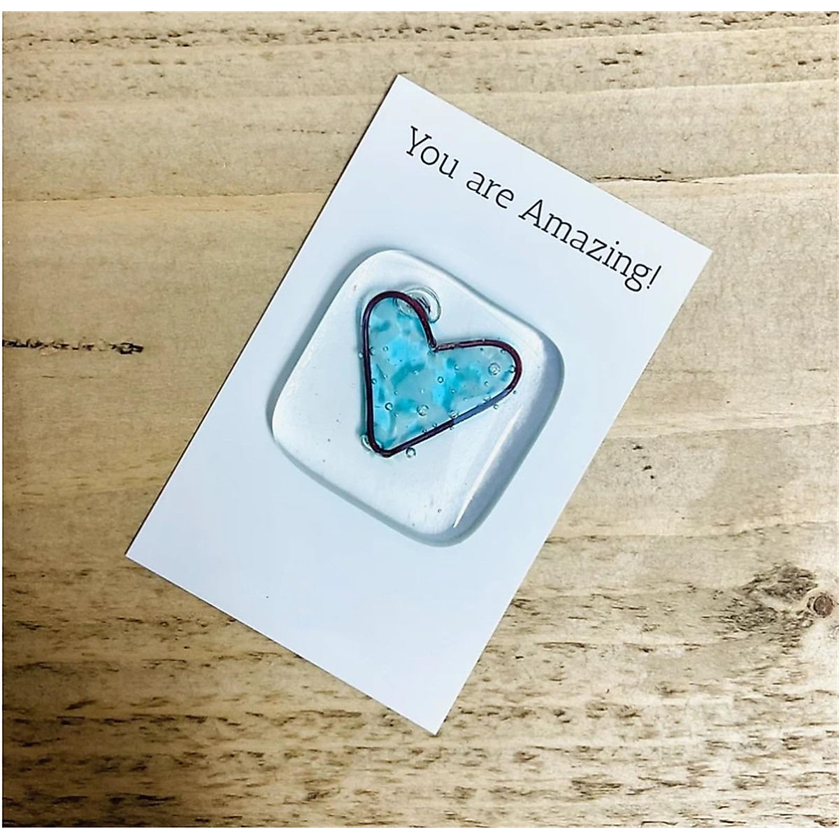 VAcsax Fused Resin Heart Pocket Token,Pocket Heart Token with Greeting Card,Cute Decorative Greeting Card (Colorful,You've Got This)