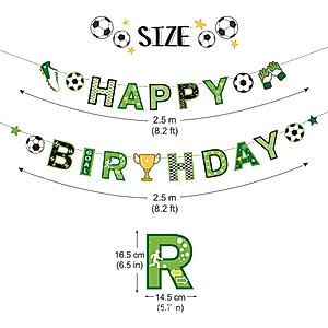 Soccer Football Happy Birthday Banner | Bunting Hanging for Football Fans Party Decoration | Sport Themed Party Supplies