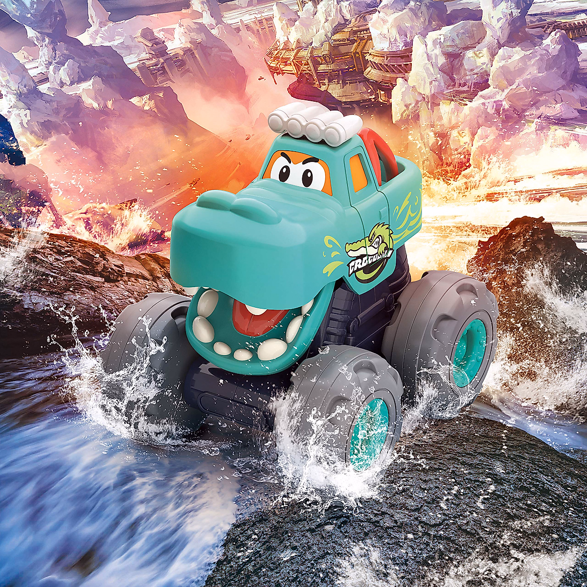 MOONTOY Toy Cars for 1 2 3 Year Old Boys, 3 Pack Friction Powered Cars Pull Back Toy Cars Set - Bull Truck, Leopard Truck, Crocodile Trucks, Push and Go Toy Cars for Toddler Boys Baby Gift.