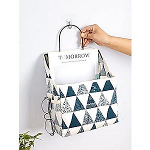 SOUJOY 4 Pack Wall Hanging Storage Bag, Fabric Hanging Organizer Caddy Bag, Linen Waterproof Wall Mounted Pocket for Bathroom, Bedroom, Kitchen