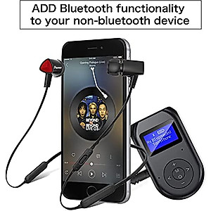 Bluetooth Transmitter Receiver, Wireless aux Bluetooth Adapter for TV/PC, Low Latency 4-in-1 Wireless Bluetooth 5.0 Audio AUX Adapter with Display Screen for Car/Home Stereo System, TV, PC