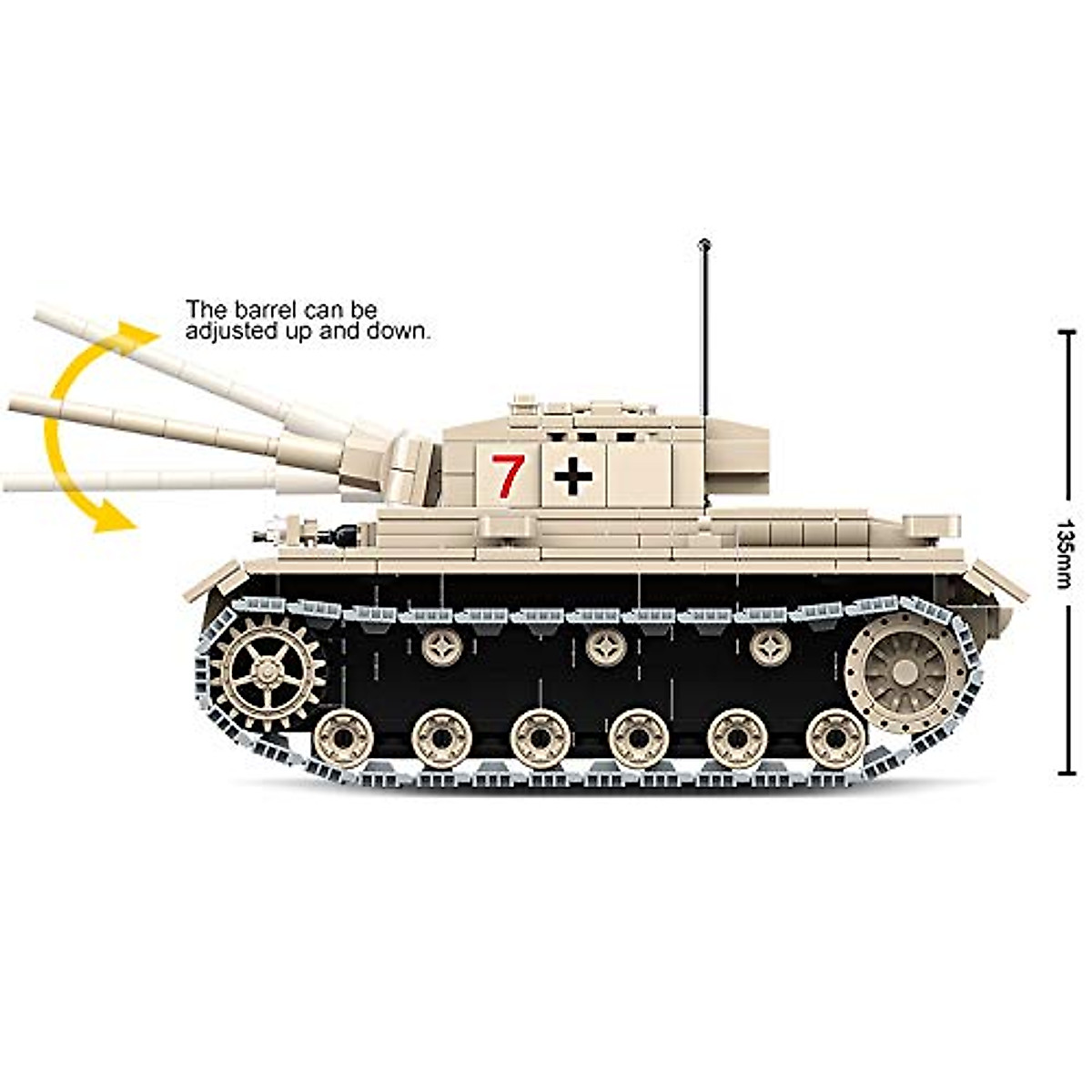 General Jim's Army Toys - World War 2 Tank Building Kit - World War 2 German Army Panzer III Battle Tank - Military Model Brick Building Toy Set Comes with Weapons