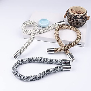 Groleca 2 Pack Strong Magnetic Curtain Tiebacks Curtain Holdbacks Curtain Pull Backs Curtain Ties Curtain Tie Backs with Thicker Twist Rope & Upgrade Strong Magnetic Tiebacks for Curtains (Camel, 2)