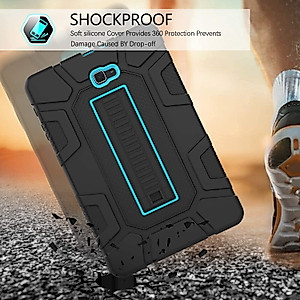 GUAGUA Protective Case for Samsung Galaxy Tab A 10.1 2016, Heavy Duty Rugged Shockproof Anti-Scratch Tablet Cover with Kickstand, Black/Blue