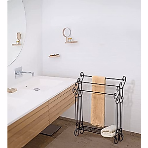 Free Standing Towel Rack 3 Bar Freestanding Rack with Storage Shelf Towel Organizer for Bathroom,Bedroom,Laundry Room,Kitchen,Pool