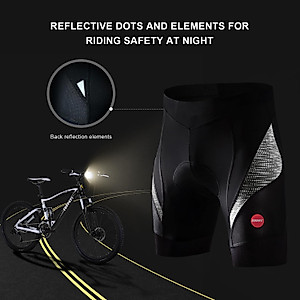 Eco-daily Men's Cycling Shorts Padded Bicycle Riding Half Pants Bike Biking Cycle Tights (Reflective Print-black, Large)