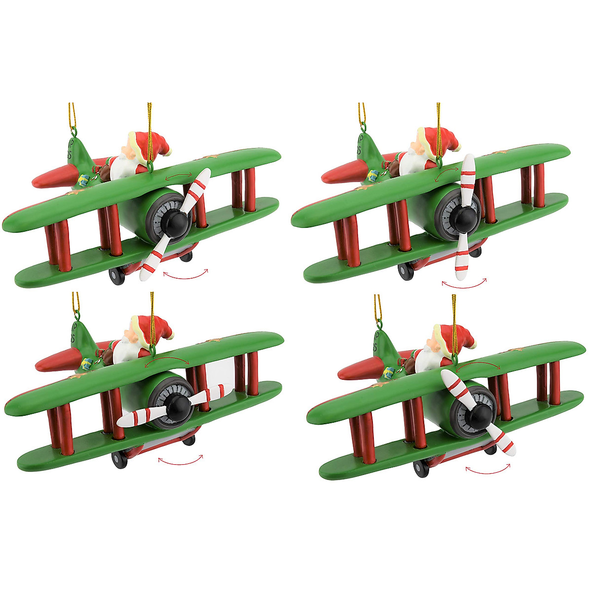 Tree Buddees Large Funny Aviator Santa Flying Plane Losing Presents Christmas Ornaments