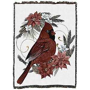 Pure Country Weavers Christmas Cardinal Blanket by Grace Popp - Gift Tapestry Throw Woven from Cotton - Made in The USA (72x54)