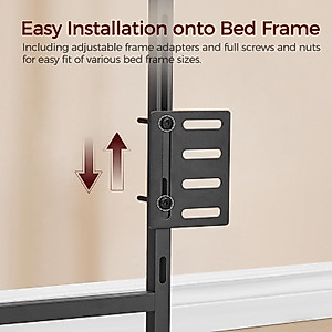 MAHANCRIS Queen Size Headboard, Upholstered Headboard with 2 Charging Stations, Metal Frame Structure, Adjustable Linen Upholstery with Strap Fastener, Bed Frame Adapter Included, Black and Grey