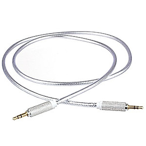 Lilware Braided Nylon Transparent PVC Jacket 1M Aux Audio Cable 3.5mm Jack Male to Male Cord for Multimedia Devices - Silver