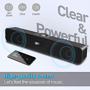 VOTNTUT Computer Speakers,Wired USB Desktop Speaker,Stereo USB Powered Mini Sound Bar Speaker for PC Tablets Desktop Laptop MP3 Mac Air/Pro((USB-C to USB Adapter Included)