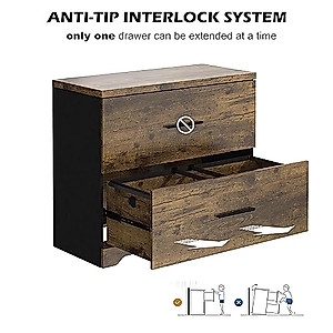 Panana 2-Drawer Wood Lateral File Cabinet, Filing Cabinets Anti-Tilt Mechanism for Home Office Storage Organization, Accommodates Letter/A4/Legal Size, New Heightened Drawer Design Home Office (Wood)