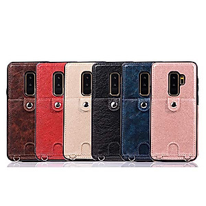 Jaorty PU Leather Wallet Case for Samsung Galaxy S9 Plus Necklace Lanyard Case Cover with Card Holder Adjustable Detachable Anti-Lost Neck Strap Case for Samsung Galaxy S9 Plus,Blue