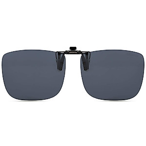 CAXMAN Polarized Clip On Sunglasses Over Prescription Glasses for Men Women 100% UV Protection Flip Up Grey Lens Extra Large Oversized