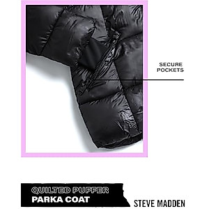 Steve Madden Women's Winter Jacket - Heavyweight Quilted Puffer Parka Coat - Faux Fur Lined Outerwear Jacket for Women (S-XL), Size Medium, Black
