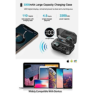 Xmythorig Ultimate True Wireless Earbuds Bluetooth 5.0 Headphones, IPX7 Waterproof Earphones for Sports, 110H Playtime w/ 3300mAh Charging Case, 3D Stereo Audio Touch Control in-Ear Headset w/Mic