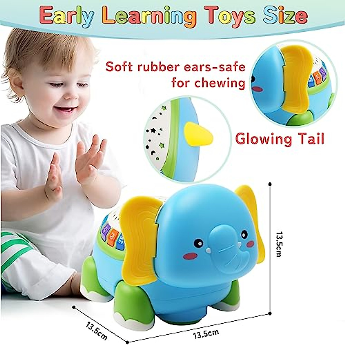 Baby Toys 6 to 12 Months,Toddler Toys,Star Projector Crawling Elephant Toys for 1-2 Year Old Boys Girls,Tummy Time Toys with Music,3 6 9 12-18 Months Babies Girl Toys,1 Year Old Boy Girl Birthday Gift