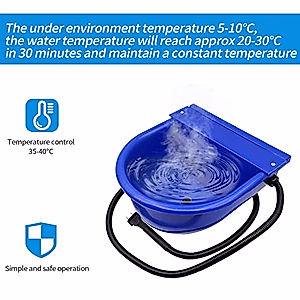 MUDUOBAN Water Bowl Heater with Float Valve Automatic Heated Animal Drinking Water Bowl Large Capacity for Goat Horse Cattle Pig Sheep Pet Dog (Blue)