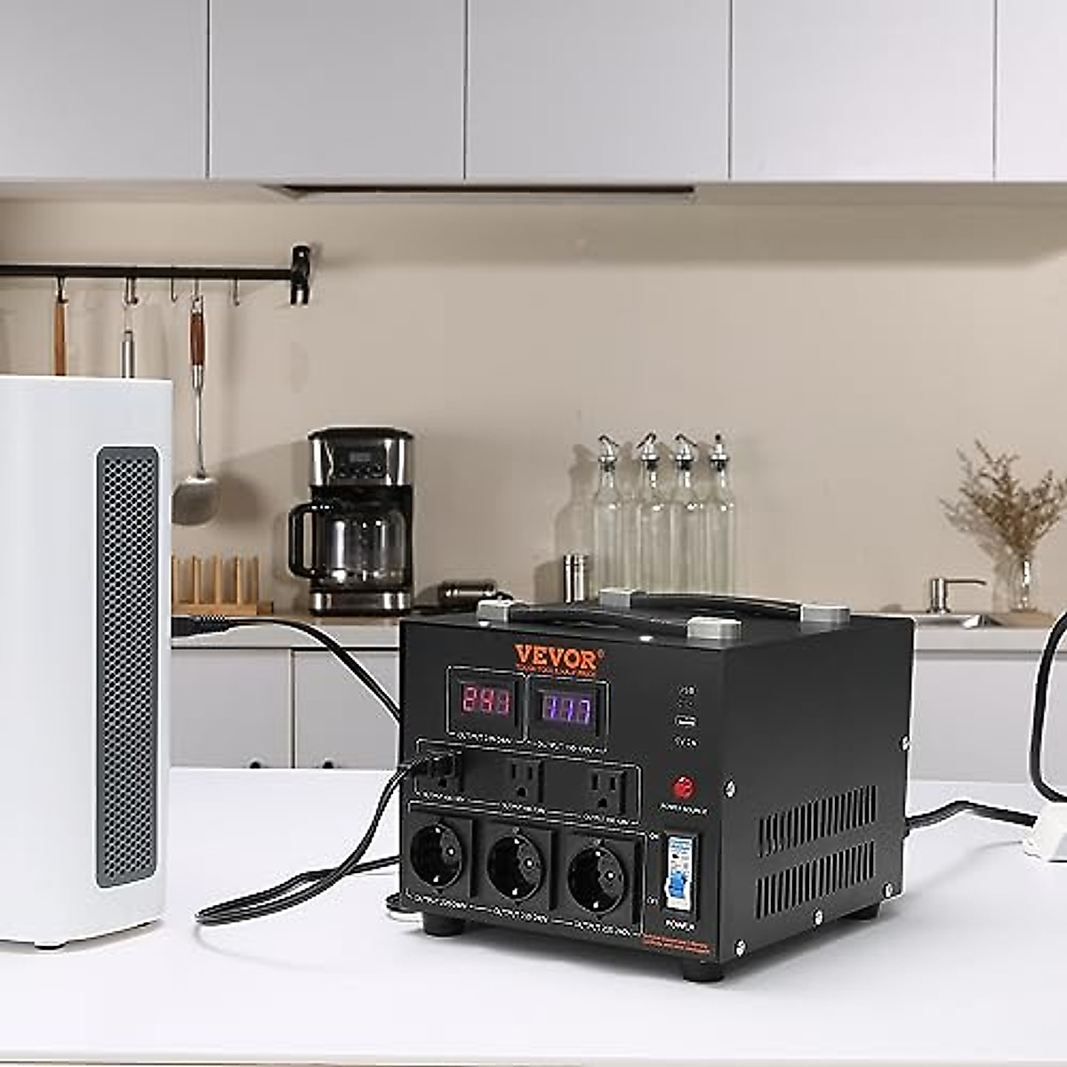 VEVOR Voltage Converter Transformer, 5000W, Heavy Duty Step Up/Down Transformer, Convert from 110 Volt to 220 Volt and from 220 Volt to 110 Volt, with US Outlet EU Outlet 5V USB Port, CE Certified