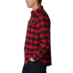 Columbia mens Flare Gun Stretch Flannel, Mountain Red Twill Buffalo Check, Large