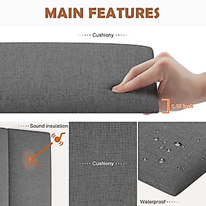 IFNOW Upholstered Wall Mounted Headboard, 3D Soundproof Wall Panels Peel and Stick Headboard for Queen Size, Reusable and Removable Tufted Bed Headboard in Dark Grey(9 Panels, 10" x 24")