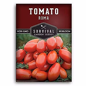 Survival Garden Seeds - Roma Tomato Seed for Planting - Packet with Instructions to Plant and Grow Italian Roma Tomatoes in Your Home Vegetable Garden - Canning Favorite - Non-GMO Heirloom Variety