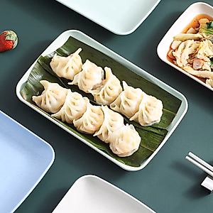 Roucerlin 4 Pack Unbreakable Wheat Straw Plates, Durable Lightweight Cake Plate, Small Reusable Snack Plate for Fruits, Pasta, Salad, Dessert, Dishes, Sushi (8.3in, Green)