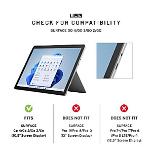 URBAN ARMOR GEAR UAG Designed for Microsoft Surface Go 4 / Surface Go 3 / Surface Go 2 / Surface Go Case 10.5" Scout w/Handstrap Rugged Military Drop Tested Protective Cover Black