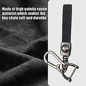 JDDRY Leather Car Keys Keychain for Women Men,Universal Key Fob Keychain for Car,360 Degree Rotatable with Snap Swivel and Anti-Lost D-Ring(Solid Black,1Pack)