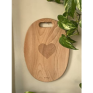 kaiDesign - Heart Design Wooden Cutting Board Coated In Mineral Oil, Quality Beech Wood Design for Housewarming Gifts, Mother's Day Present, Wedding Anniversary and Valentine's Day Gift