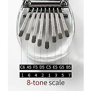 Mini Kalimba 8 Keys Crystal Thumb Piano Best Gift for Kids Adults and Beginners in Birthday Christmas and Other Occasions(Crystal oval)