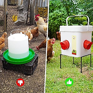 Metal Stand for Chicken Feeder Waterer, 2PCS Iron Stand Holder with Anti-Slip Strips for Buckets Barrels, Chicken Metal Stand for Feeder Waterer Port Indoor Outdoor Coop Poultry(Square)