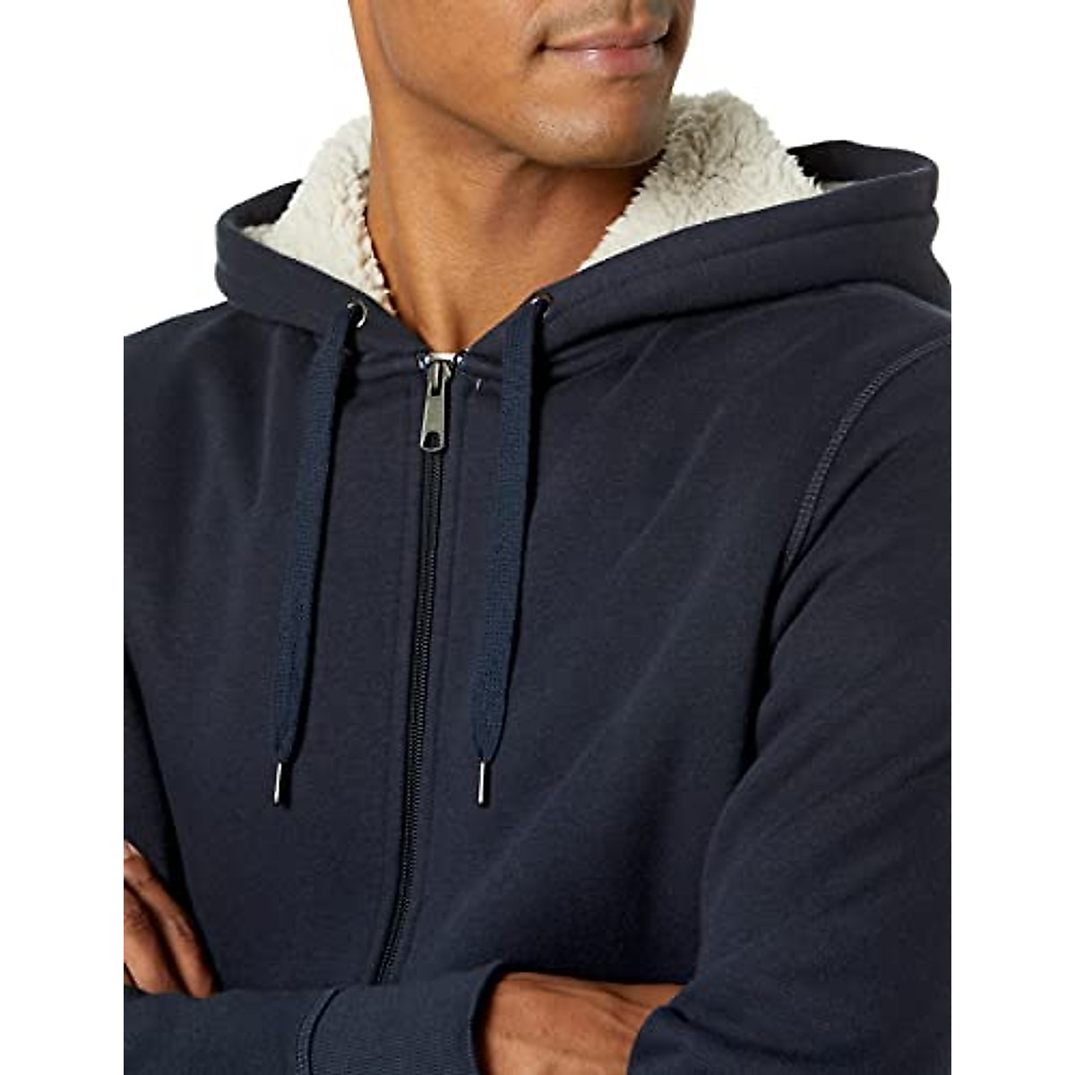 Amazon Essentials Men's Sherpa-Lined Full-Zip Fleece Hoodie, Navy, XX-Large
