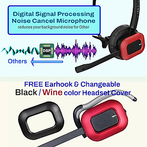 INNOTALK Wireless Headset Compatible with Polycom VVX300, VVX310, VVX400, VVX410 - Desk Office Phone Call Center Wireless Headset with EHS Cord Bundle for Remote Answering Wireless Headset(Pioneer)