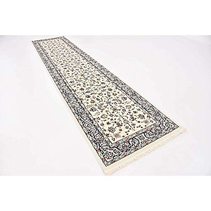 Unique Loom Narenj Collection Area Rug - Leeds (3' x 13' 1" Runner, Ivory/ Blue)