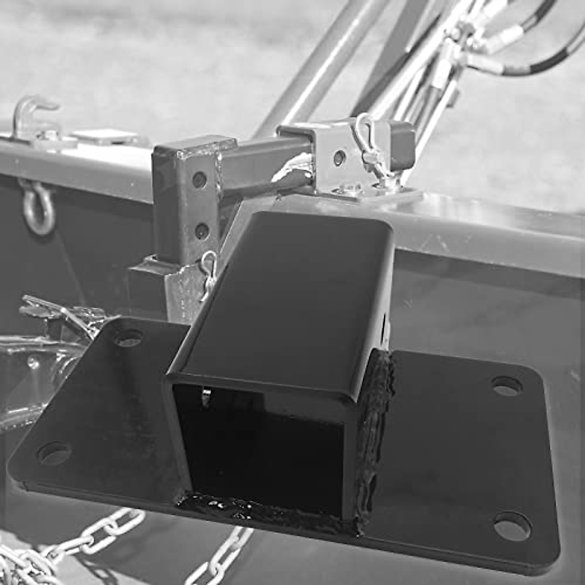 Bolt on Receiver Hitch for Tractor Bucket 2 Inch Receiver with 5/8 inch Center Hole Class 3 Maximum Tow Capacity 6,000 lbs Work Well for Tractor Bucket, RV, UTV, Truck, Black